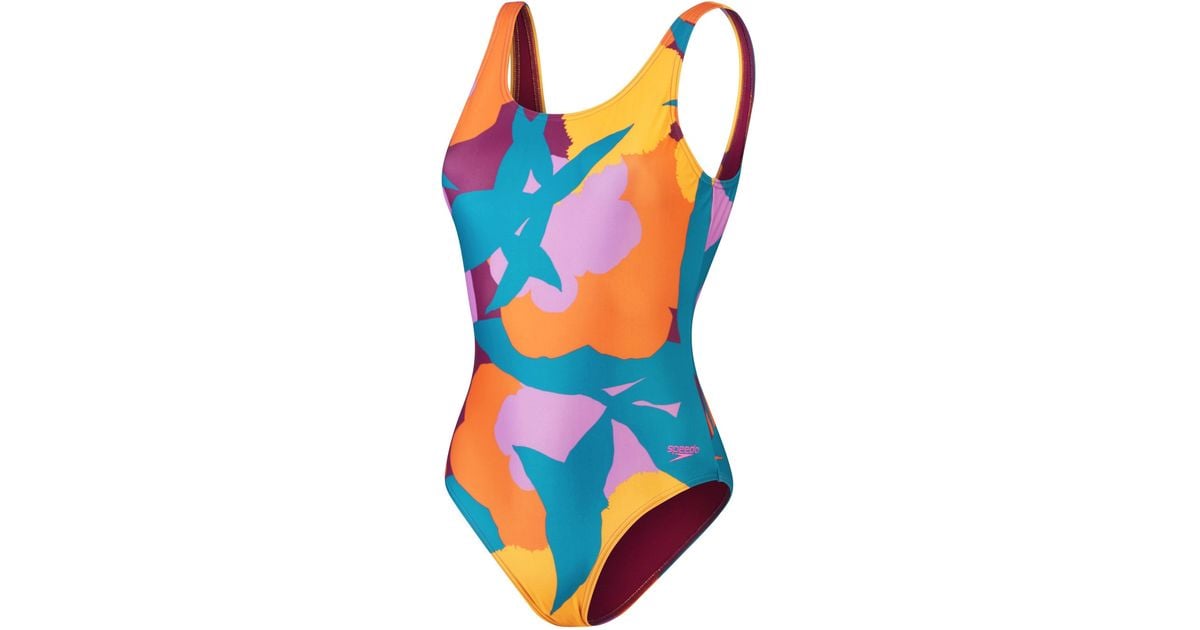 Speedo Printed U-Back Swimsuit in Blue | Lyst UK