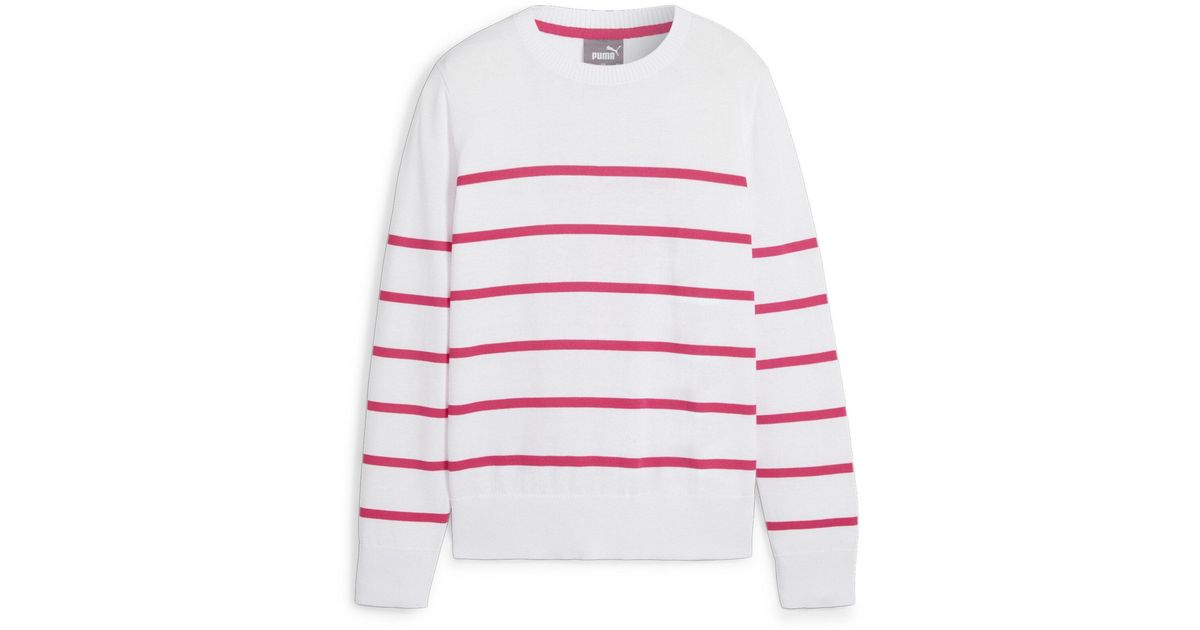 PUMA Resort Crew Neck Jumper in White | Lyst UK