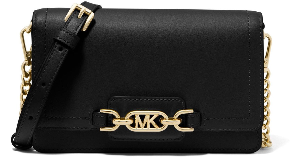 MICHAEL Michael Kors Heather Wallet On Chain in Black | Lyst UK