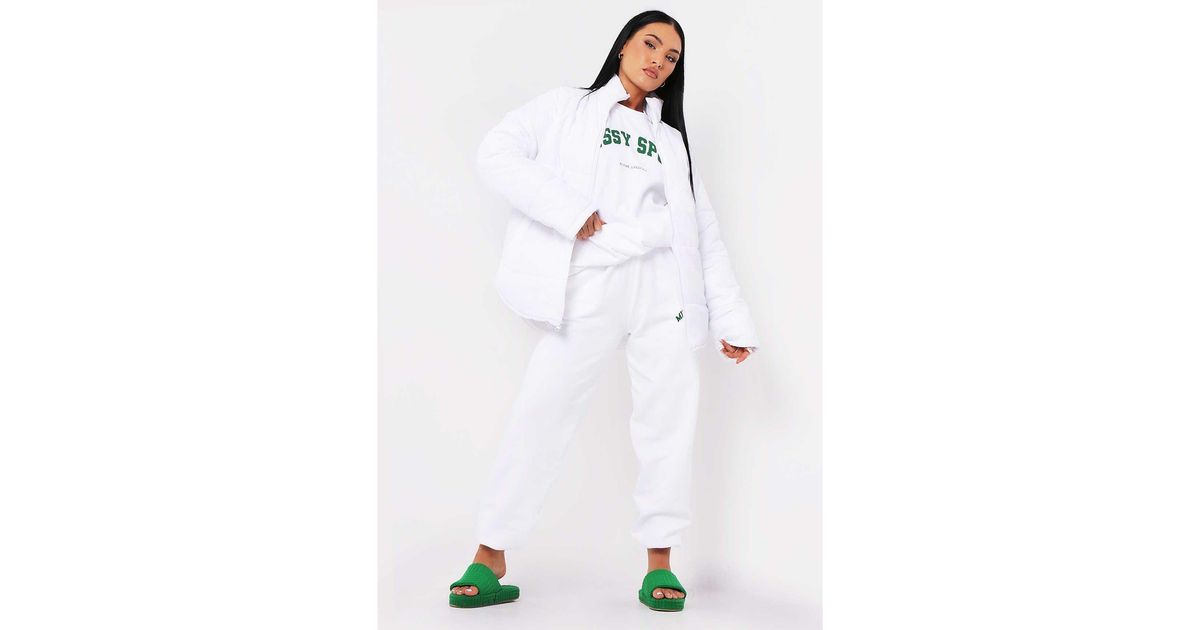 Missy Empire Puffa Coat in White | Lyst UK