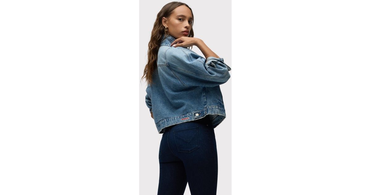 Hudson Jeans Oversized Union Jack Denim Jacket in Blue | Lyst