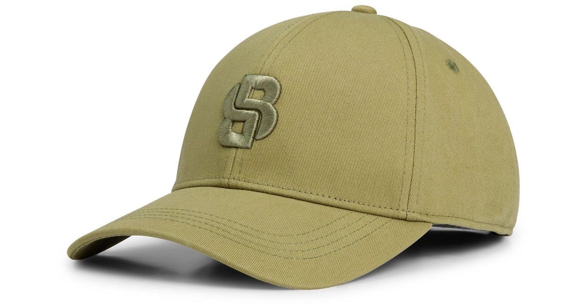 BOSS Cotton-Twill Cap With Embroidered Double B Monogram in Green for ...