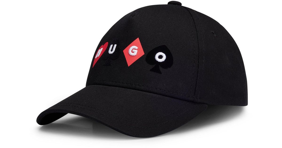HUGO Cotton-twill Cap With Playing-card Logo in Black for Men | Lyst UK