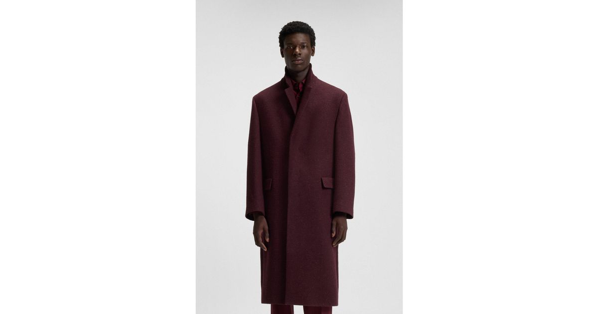 HUGO Regular-Fit Long-Length Coat in Red for Men | Lyst UK
