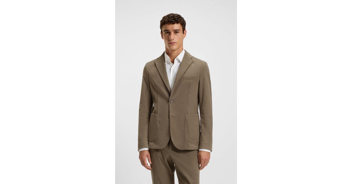 BOSS Slim-Fit Suit Jacket in Brown for Men | Lyst UK