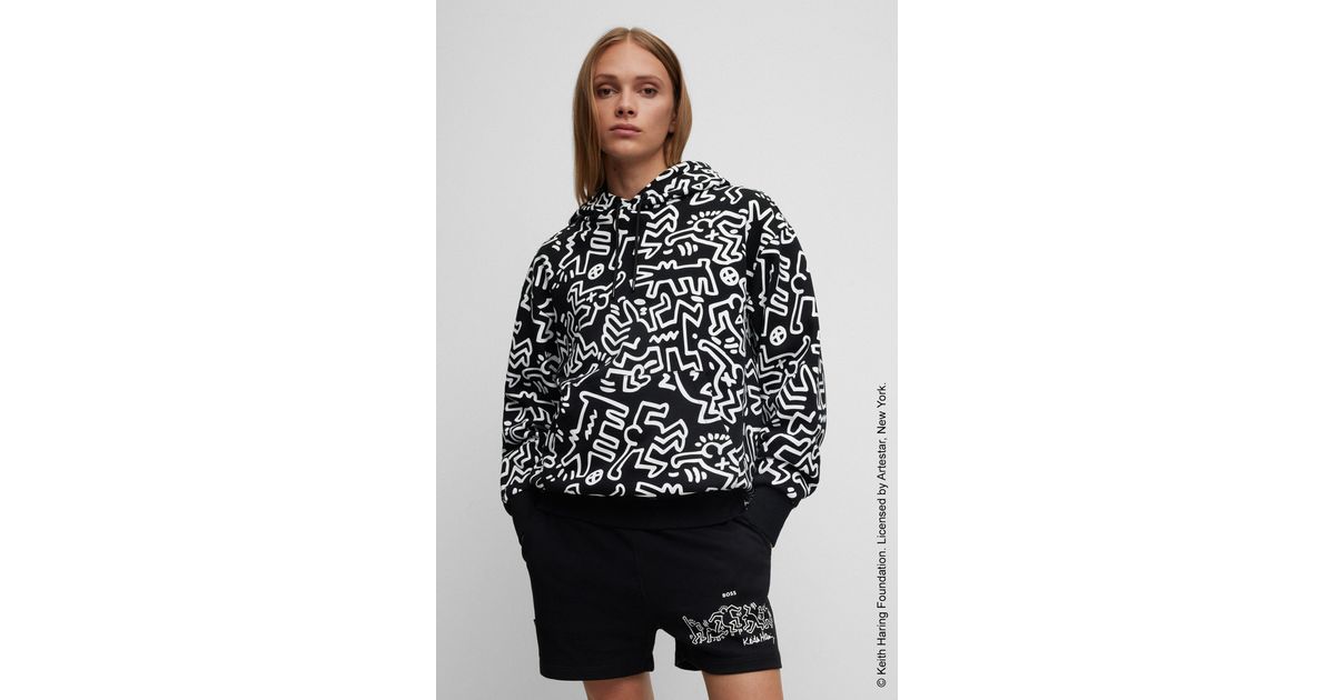 BOSS X Keith Haring Gender-neutral Cotton Hoodie With Special Artwork ...
