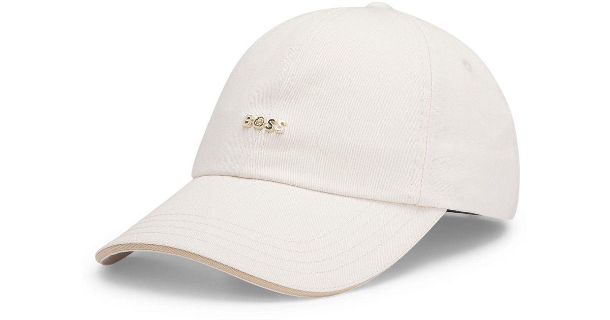 BOSS Cotton-Twill Cap With Metal Logo Trim in White | Lyst UK