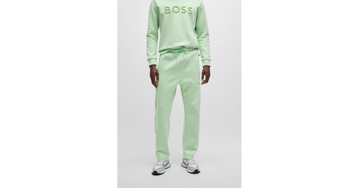 BOSS Open-hem Tracksuit Bottoms With 3d-moulded Logo in Green for Men ...