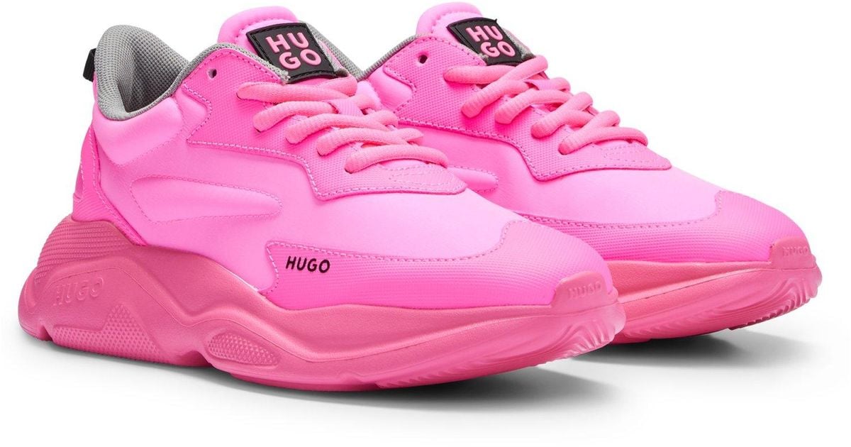 HUGO Running-style Hybrid Trainers With Logo Details in Pink | Lyst UK
