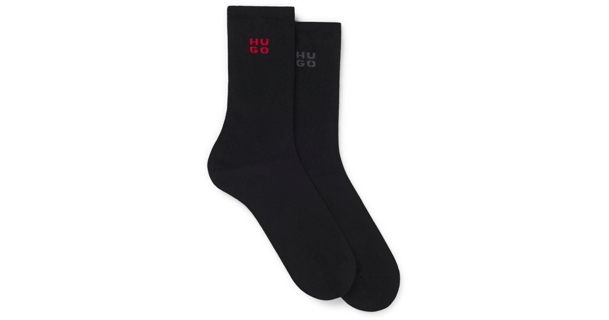 HUGO Two-Pack Of Short Socks With Stacked Logos in Black | Lyst UK