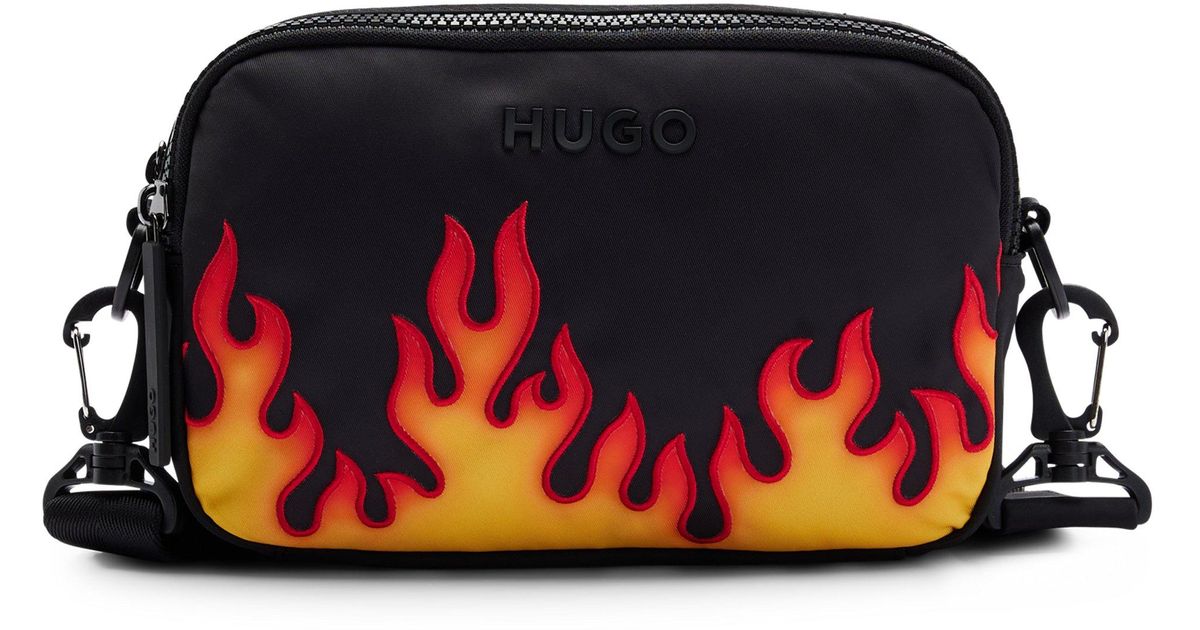 BOSS by HUGO BOSS Cross-body Bag With Flame Embroidery in Black for Men ...