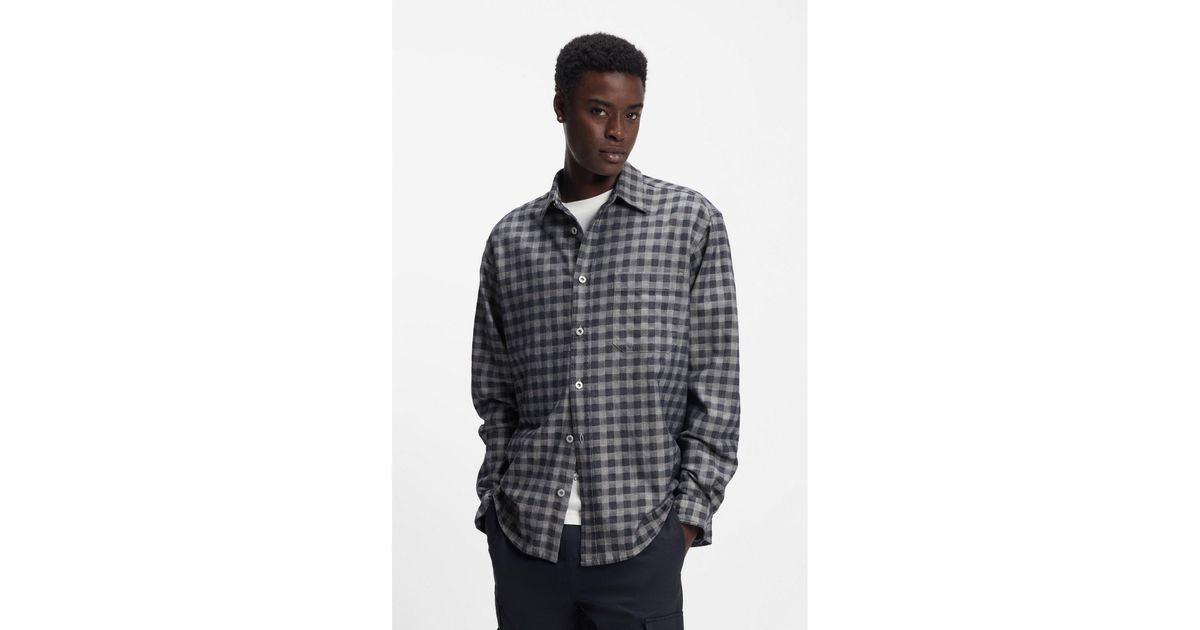 HUGO Oversized-Fit Shirt in Grey for Men | Lyst UK