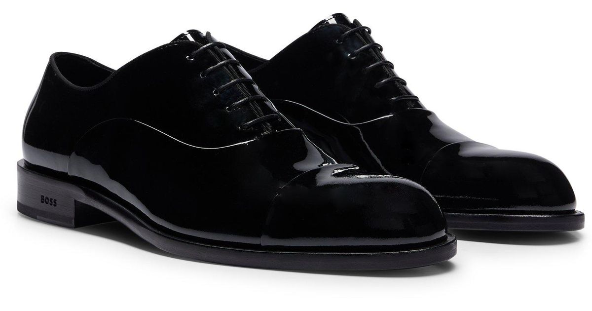 BOSS Italian-made Oxford Shoes In Patent Leather in Black for Men | Lyst UK