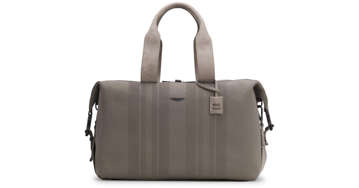 BOSS X Aston Martin Knitted Holdall With Suede Trims in Grey for Men ...