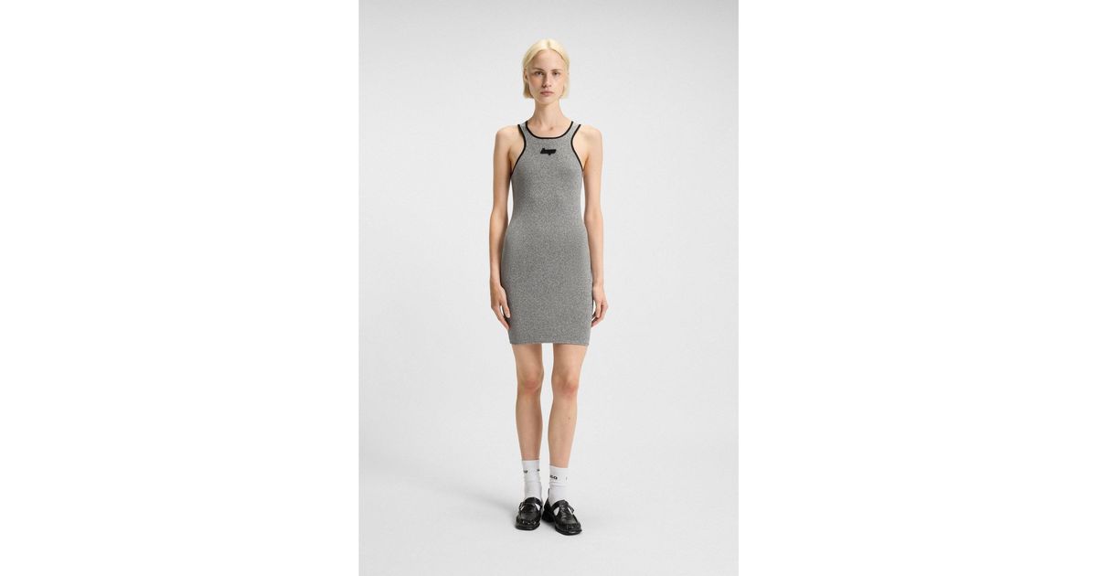HUGO Sparkling-Jersey Racer-Back Dress With Silicone Logo Badge in ...