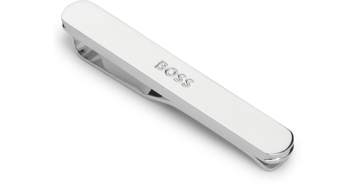 BOSS Tie Clip With Engraved Logo in White for Men | Lyst UK
