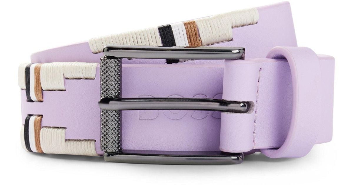 BOSS Equestrian Polo Belt With Embroidered Pattern in Purple | Lyst UK