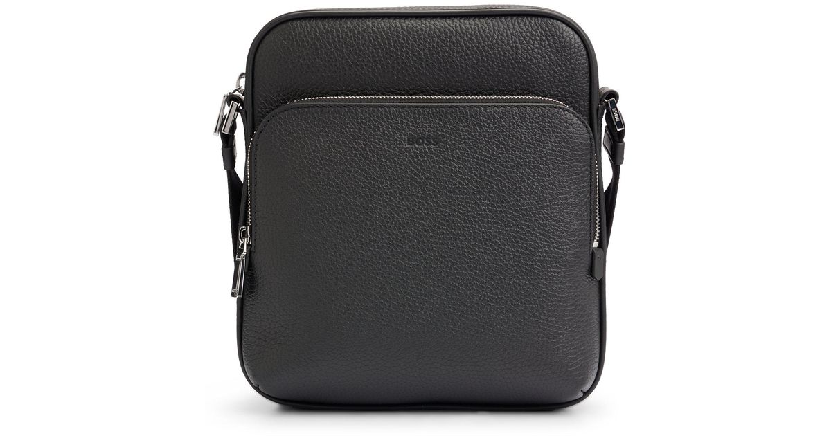BOSS Reporter Bag In Italian Leather With Emed Logo in Black for Men ...