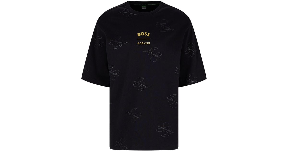 BOSS X Ajbxng Interlock-cotton T-shirt With Collaborative Branding And ...