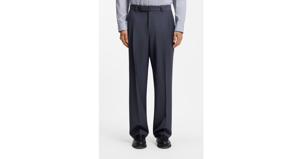 BOSS Tapered-Fit Trousers in Blue for Men | Lyst UK