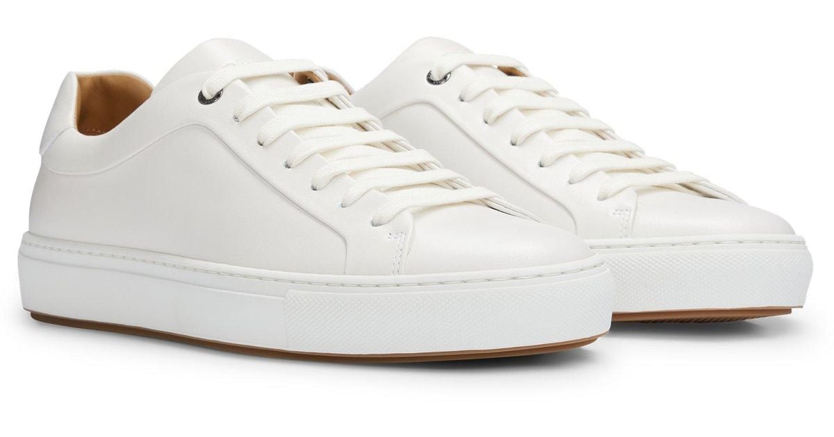BOSS Leather Cupsole Trainers With Logo Details Crafted In Italy in ...