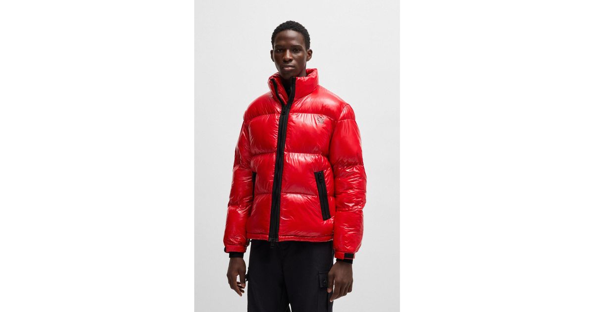 HUGO Slim-Fit Water-Repellent Puffer Jacket in Red for Men | Lyst Canada