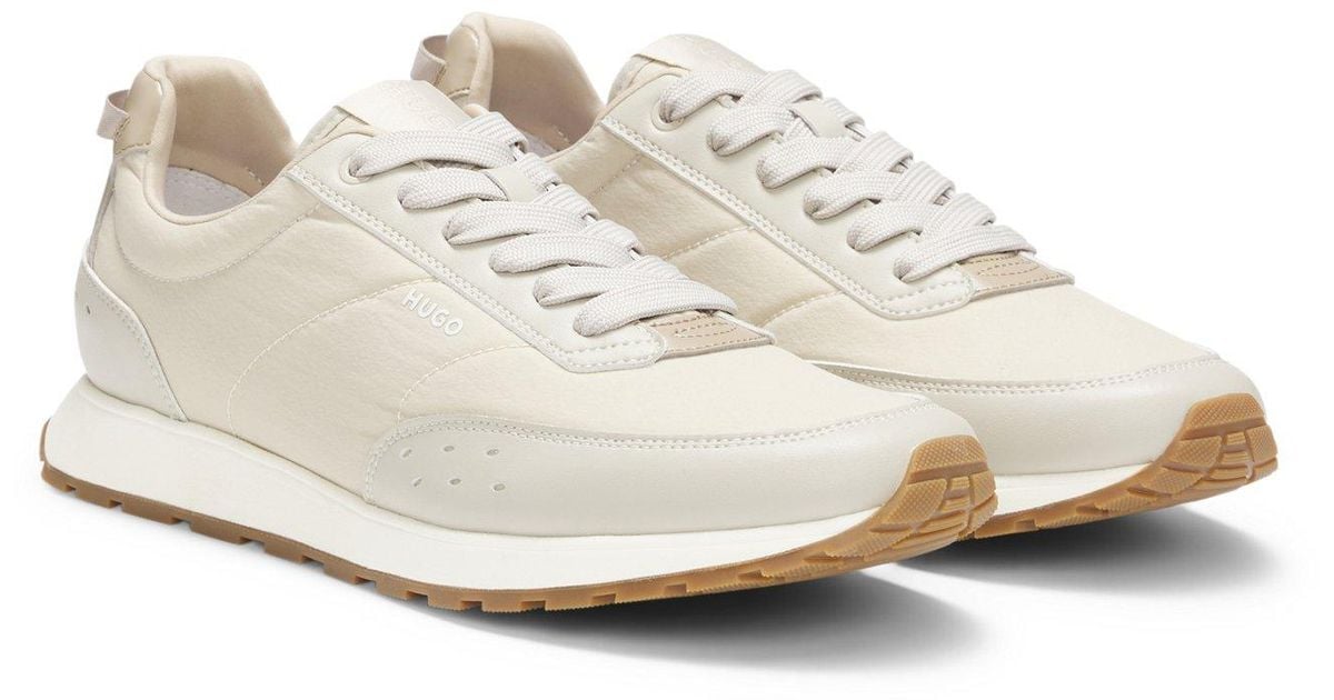 HUGO Running-Inspired Trainers With Zigzag Detailing in White for Men ...