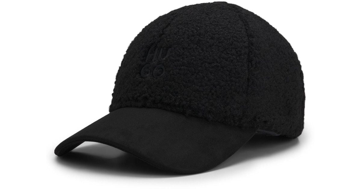 HUGO Teddy Cap With Embroidered Stacked Logo in Black | Lyst UK