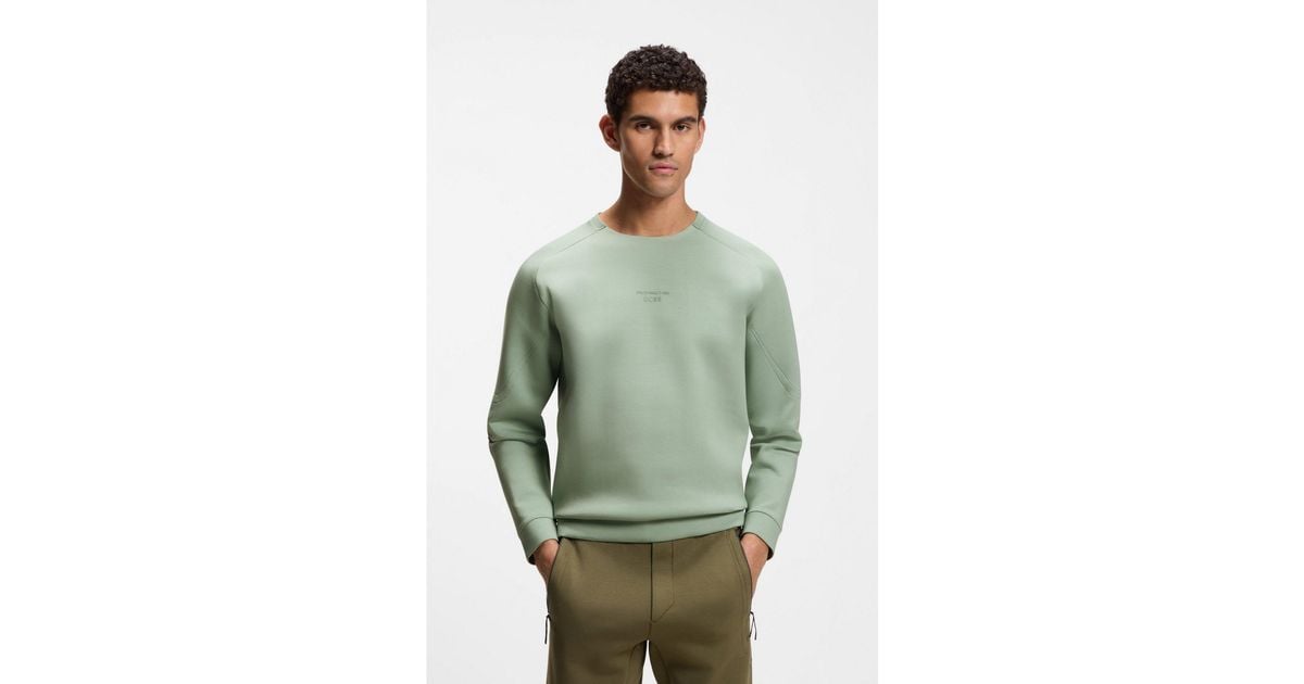 BOSS Porsche X Sweatshirt With Reflective Logo in Green for Men | Lyst UK