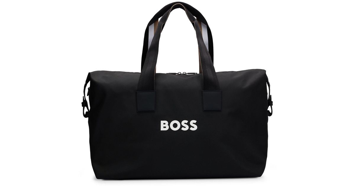 BOSS Contrast-logo Holdall With Signature-stripe Handles in Black for ...