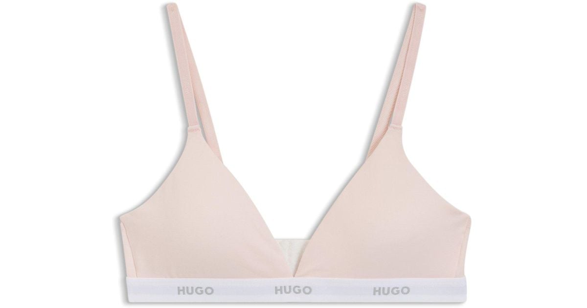 HUGO Stretch-Cotton Triangle Bra With Logo Elastic in Pink | Lyst UK