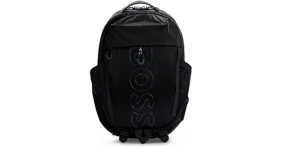BOSS Coated-velour Multi-pocket Backpack With Outline Logo in Black for ...