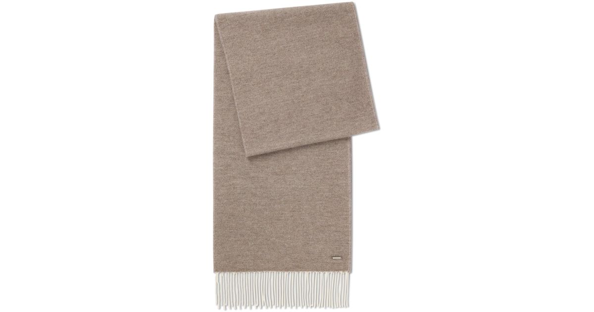 BOSS Double-Faced Cashmere Scarf in Grey for Men | Lyst UK