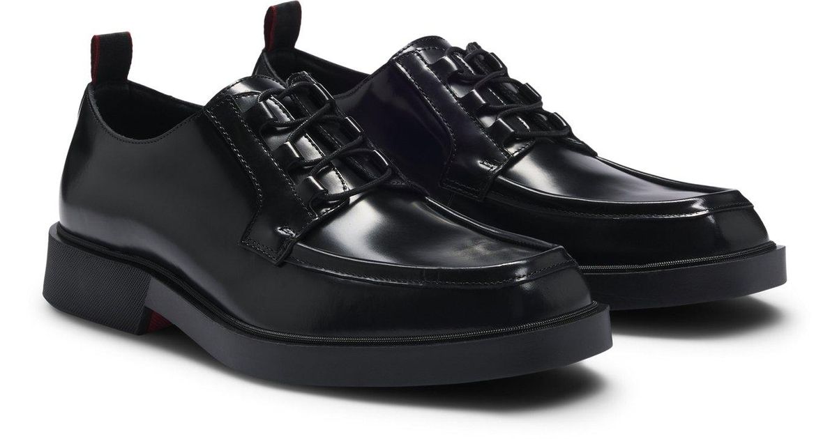 HUGO Square-Toe Derby Shoes in Black for Men | Lyst UK