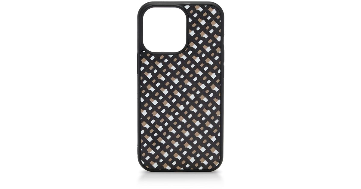 BOSS Leather-covered Iphone 13 Case With All-over Monograms in Black ...