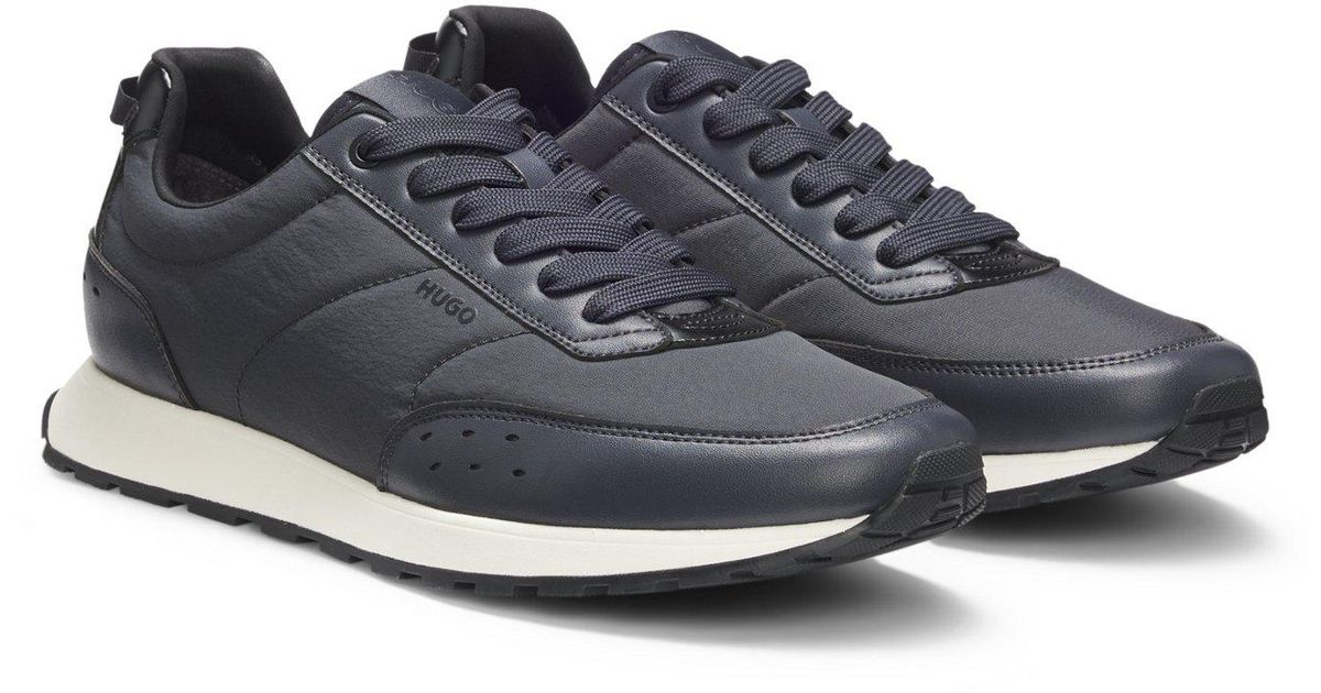HUGO Running-Inspired Trainers With Zigzag Detailing in Blue for Men ...