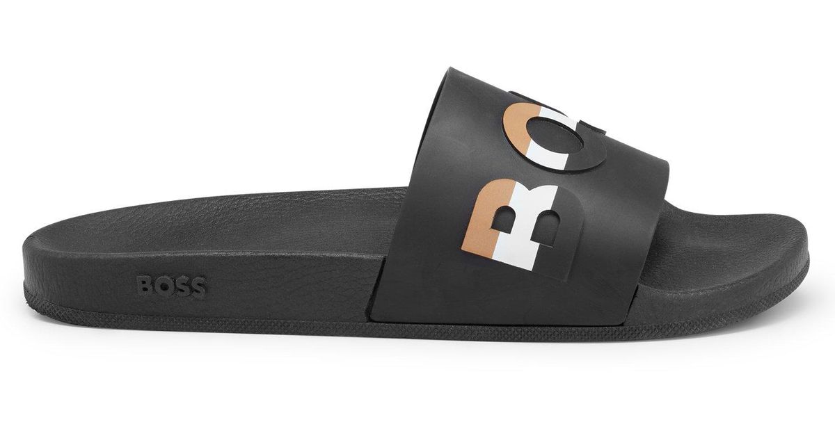 BOSS by HUGO BOSS Pvc Slides With Signature-stripe Logo And Contoured ...