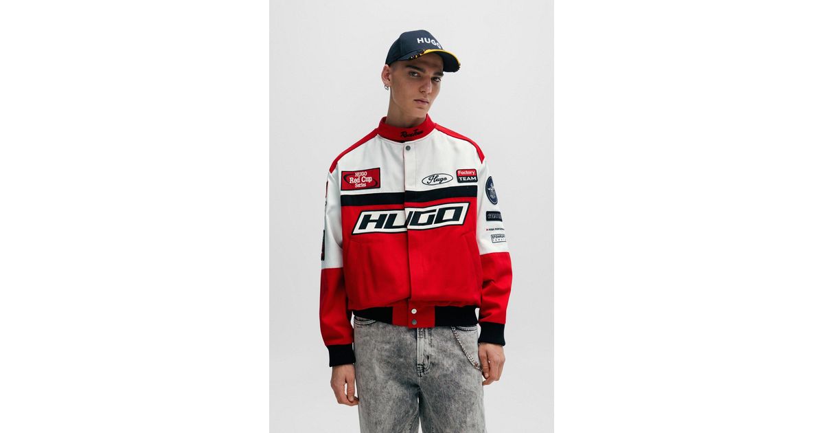 HUGO Colour-blocked Regular-fit Jacket With Racing-inspired Badges for ...