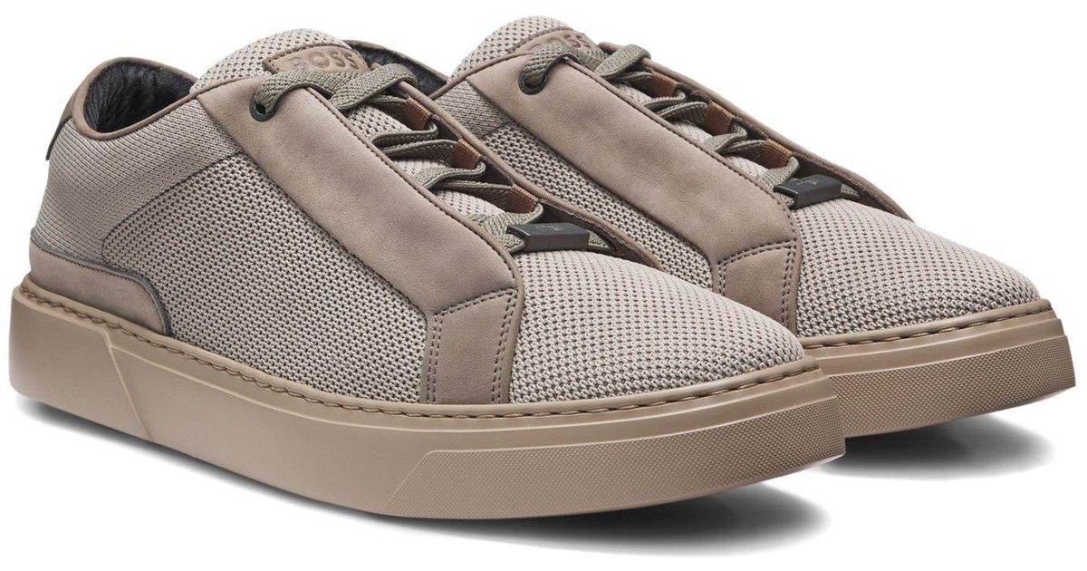 BOSS X Aston Martin Trainers With Leather Trims in Grey for Men | Lyst UK