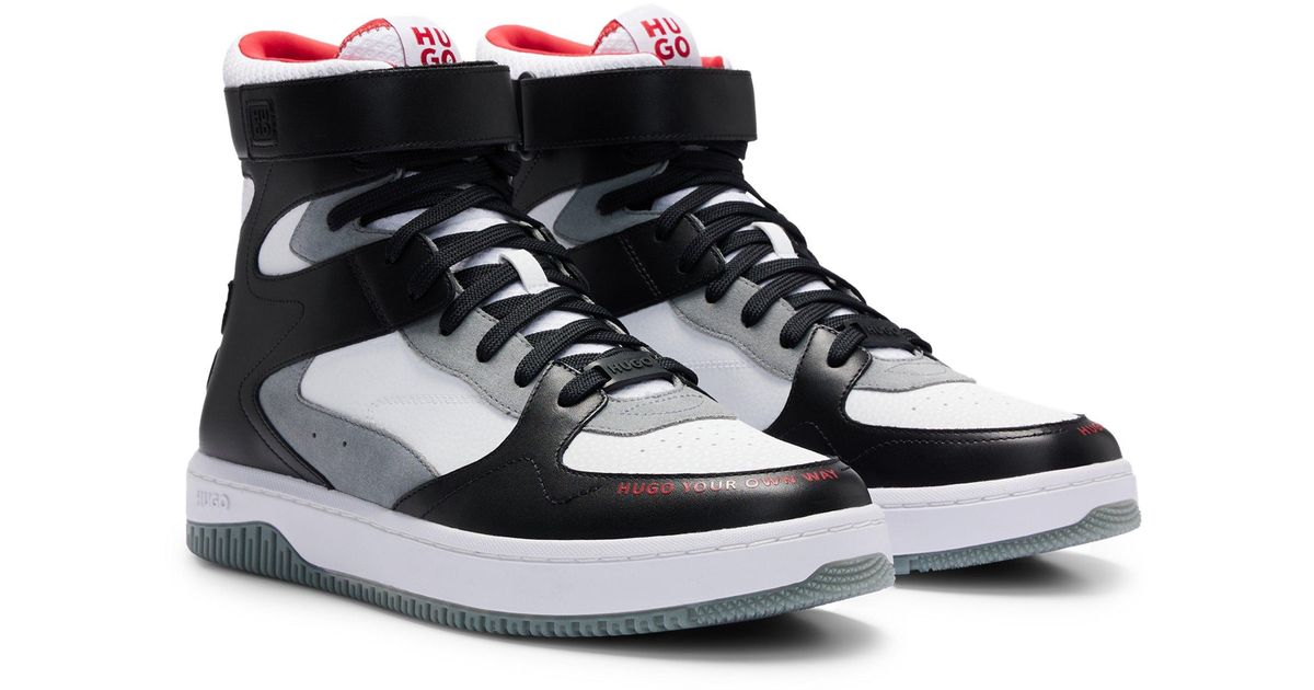 BOSS by HUGO BOSS High-top Trainers In Leather And Suede in White for ...