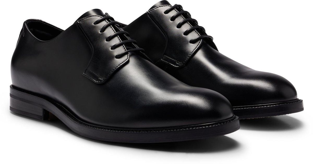 BOSS by HUGO BOSS Dressletic Leather Derby Shoes in Black for Men | Lyst UK