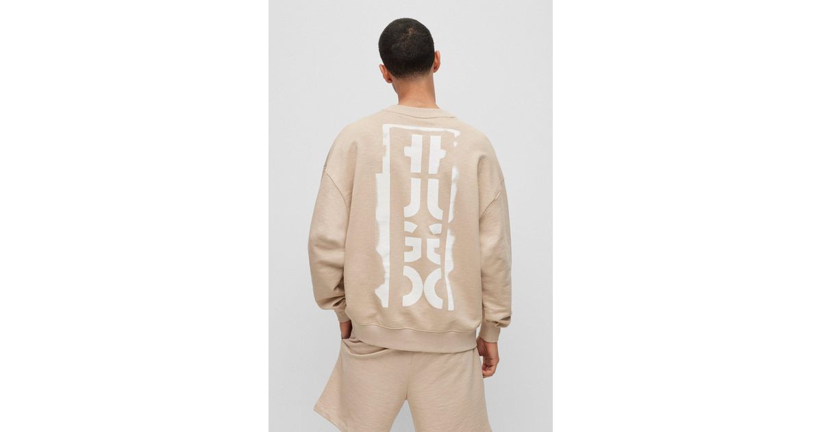 BOSS Oversized-fit Cotton-terry Sweatshirt With Graffiti-inspired Logos ...