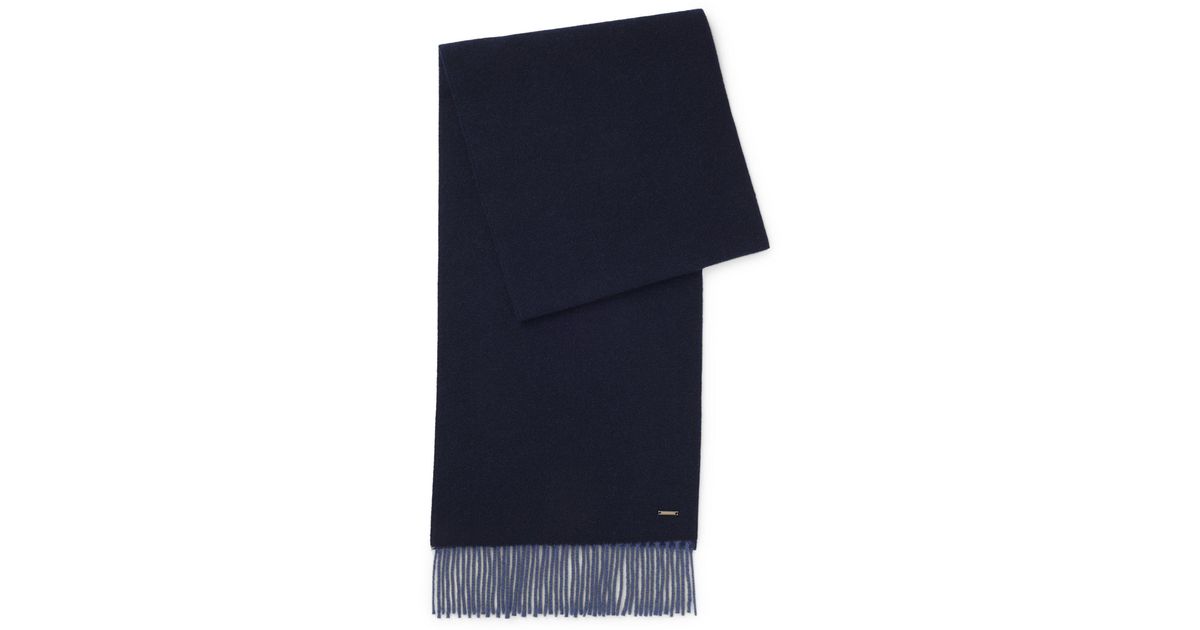 BOSS Double-Faced Cashmere Scarf in Blue for Men | Lyst UK