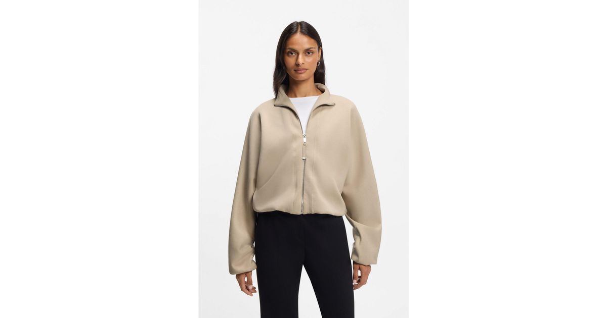BOSS Loose-Fit Bomber Jacket in Natural | Lyst UK