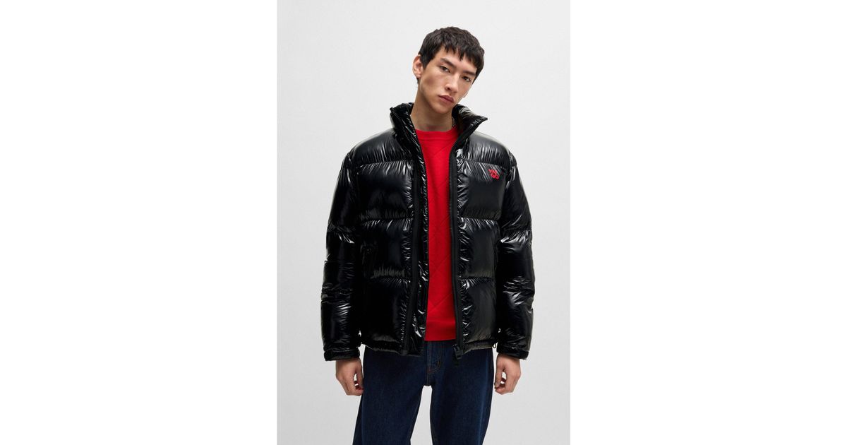 HUGO Slim-Fit Water-Repellent Puffer Jacket in Black for Men | Lyst UK