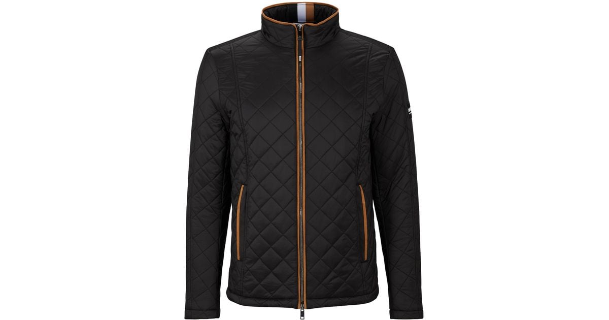 BOSS Gesteppte Reiterjacke mit kontrastfarbenen Paspeln in Schwarz für ...
