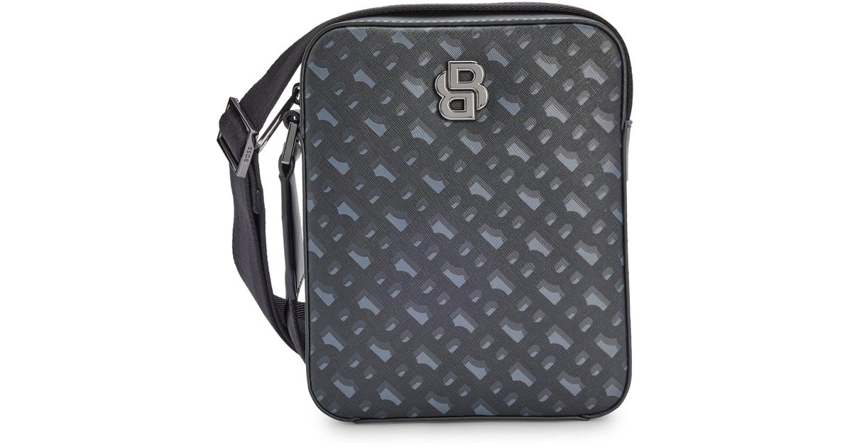 BOSS Monogram-pattern Reporter Bag With Signature Hardware in Gray for ...