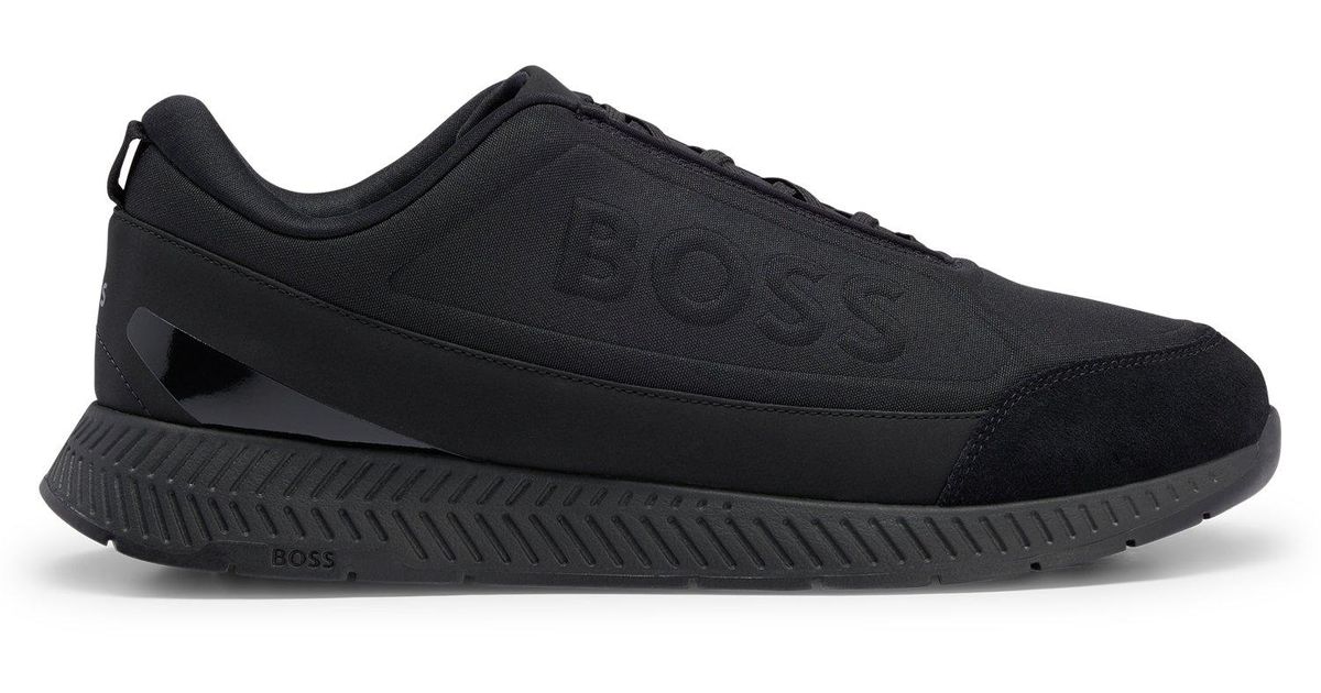 BOSS by HUGO BOSS Slip-on Trainers In Mixed Materials in Black for Men ...