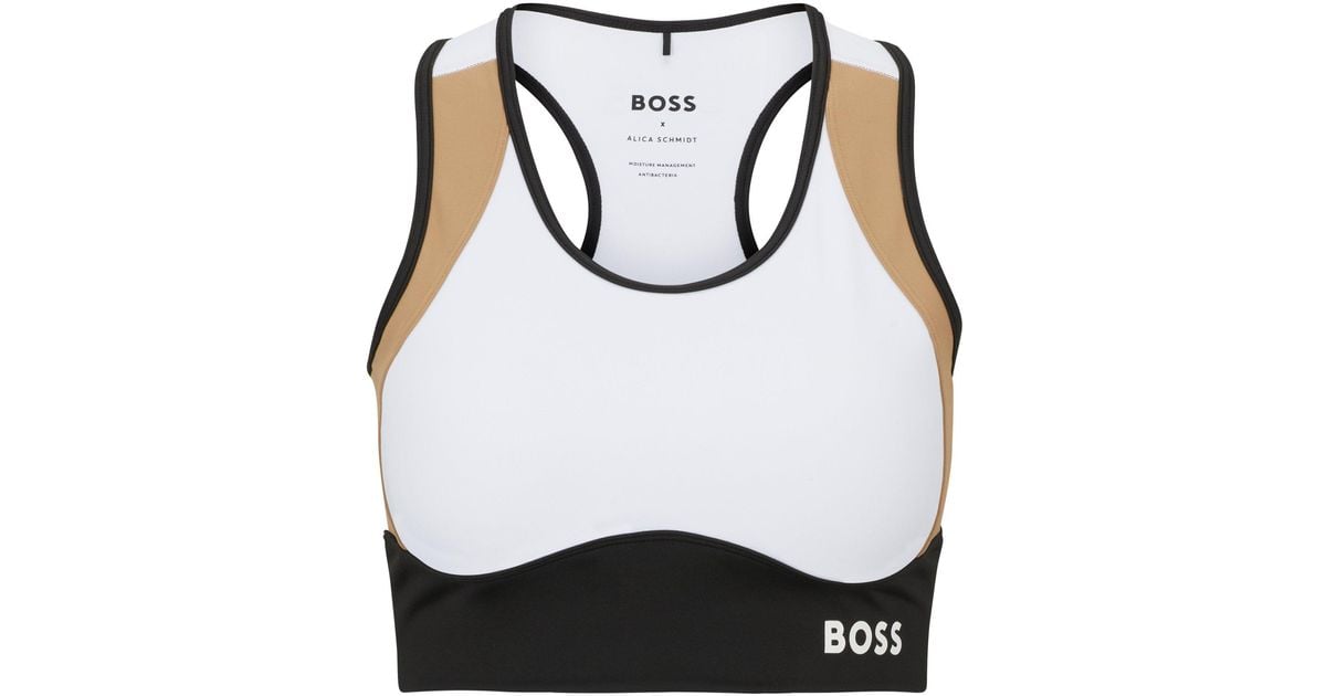 BOSS by HUGO BOSS X Alica Schmidt Sports Bra With Logo Details in Black ...