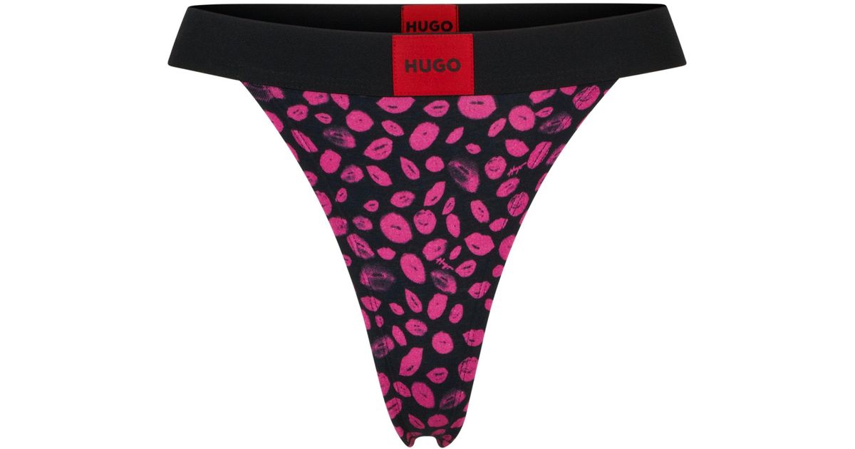 BOSS by HUGO BOSS Stretch-cotton String Briefs With Seasonal Pattern in ...